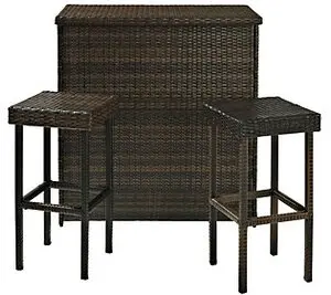 CROSLEY Palm Harbor 3-piece Outdoor Wicker Bar Set Ba R & Two Stools