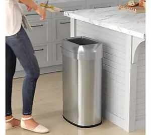 ITOUCHLESS 16-gallon Dual-deodorizer Oval Open- Top Trash Can