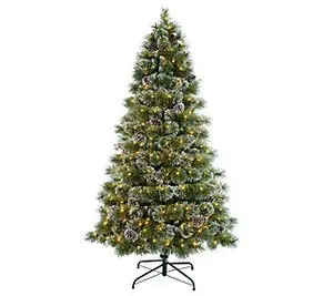 PULEO INTERNATIONAL Puleo Pre-lit 7.5' Frosted Boulder Pine Christm S Tree - One-color