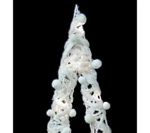 NORTHLIGHT 34' White Battery Operated Glittered Tree Decor