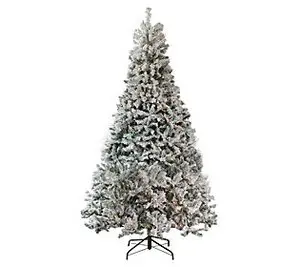 NORTHLIGHT 6.5' Pre-lit Heavily Flocked Pine Ch Ristmas Tree - One-color