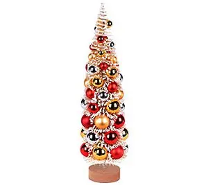 VICKERMAN 18' Frosted Gold Tree With Multicolor Ornaments - One-color