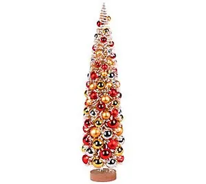 VICKERMAN 24' Frosted Gold Tree With Mulitcolor Ornaments - One-color
