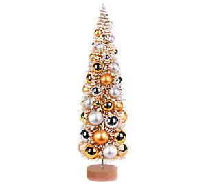 VICKERMAN 18' Vintage Frosted Gold Tree With Si Ver/gold Orn - One-color