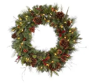 VICKERMAN 30' Cibola Mix Berry Wreath Led50wmwh T - One-color