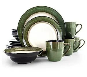 ELAMA Grand Jade 16-piece Stoneware Dinnerware Set - One-color