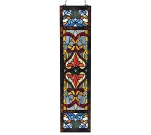 RIVER OF GOODS 36'h Stained Glass Fleur De Lis Ndow Panel - One-color
