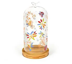 TEMP-TATIONS Seasonal Glass Cloche With Wood Ba E - One-color
