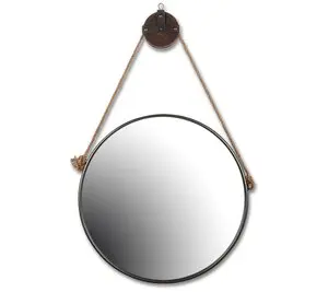 GERSON INTERNATIONAL 28'diam Metal Framed Round Mirror W/pulley G Erson Co - One-color
