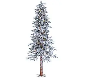 STERLING 6-ft Pre-lit Flocked Alpine Tree W/ 150 Lights Y Co - One-color
