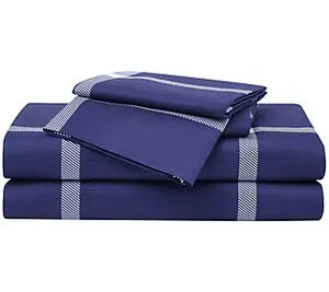 TRULY SOFT Printed Windowpane King Sheet Set