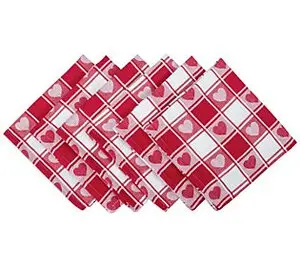 DESIGN IMPORTS 6-pack Hearts Woven Check Napkin Set - One-color
