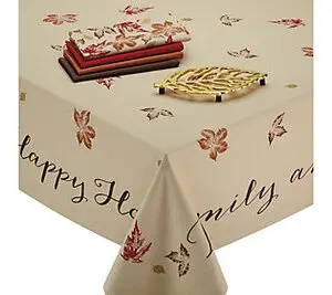 DESIGN IMPORTS Rustic Leaves Printed Tablecloth 52' X 52