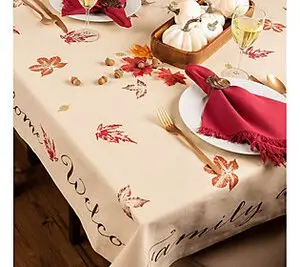 DESIGN IMPORTS Rustic Leaves Printed Tablecloth 52' X 52