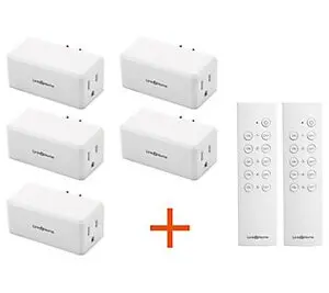 LINK2HOME Set Of 5 Wireless Indoor Outlet Switc H W/ 2 Remotes - One-color