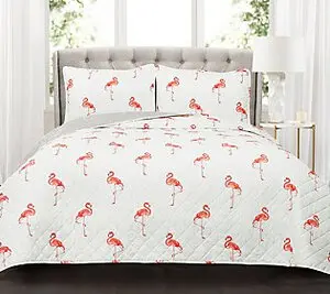LUSH DECOR Kelly Flamingo 3-piece Full/queen Quilt Set Ush Decor - One-color