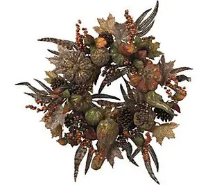NEARLY NATURAL 28' Autumn Pumpkin Wreath By - One-color