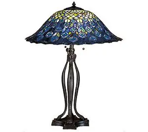 MEYDA Tiffany Style 30' Peacock Feathers Table Lamp - One-color