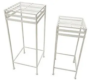 SANTA'S WORKSHOP White Iron Plant Stands, Two Nested By - One-color