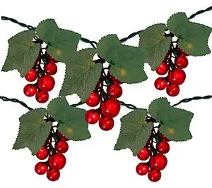 NORTHLIGHT 5 Red Grape Cluster Patio String Lig T Set 6