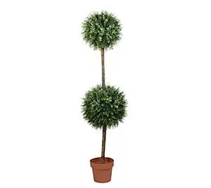 NORTHLIGHT 4.5' Potted 2-tone Boxwood Double Ba L Topiary Tree - One-color