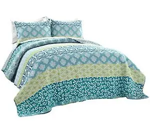 LUSH DECOR Bohemian Stripe 3-piece Full/queen Quilt Set By - One-color