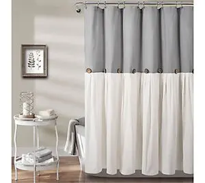 LUSH DECOR Linen Button Shower Curtain 72' X 84' Lush D Ecor - One-color