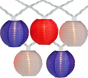 NORTHLIGHT 10 Red, White, Blue Chinese Lantern Ring Lights - One-color