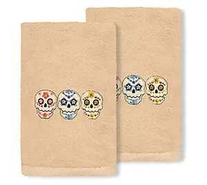 LINUM HOME TEXTILES Skulls Embroidered Luxury 100% Turkish - One-color