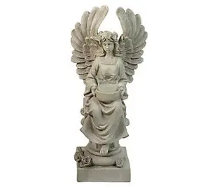 NORTHLIGHT 17' Angel Sitting On Pedestal Candle Holder Statue - One-color