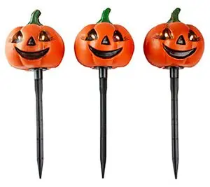 NORTHLIGHT S/3 Lit Jack-o-lantern Halloween Pat Way Markers - One-color
