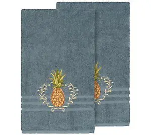 LINUM HOME TEXTILES Welcome 2pc Embellished Bat H Towel Set - One-color