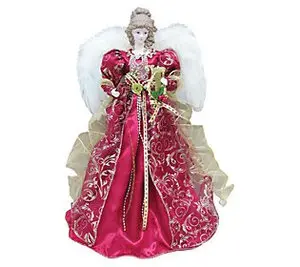 SANTA'S WORKSHOP 16.5' Red Christmas Angel Tree Topper - One-color