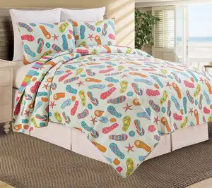 C&F HOME Flip Flop Life Twin Quilt Set - One-color