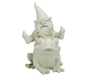 NORTHLIGHT 9.75' Ivory Gnome Leaping Over A Fro Garden Statue - One-color