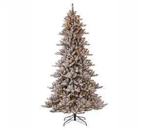GLITZHOME Pre Lit Snow Flocked Fir Artificial T Ree W/650 Ligh - One-color