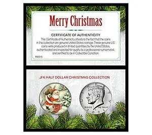 AMERICAN COIN TREASURES Merry Christmas Santa Half Dollar With 2021 Jfk Coin Set - One-color