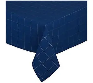 DESIGN IMPORTS 52' X 52' Blue Metallic Windowpa Ne Tablecloth - One-color