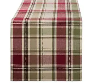DESIGN IMPORTS 14' X 108' Homespun Plaid Table Unner - One-color
