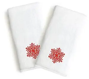LINUM HOME TEXTILES Linum Home Embroidered Luxury Hand Towels Sno Flake S/2 - One-color