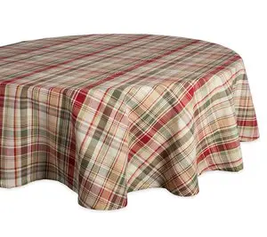 DESIGN IMPORTS Give Thanks Plaid Tablecloth 70' Round - One-color