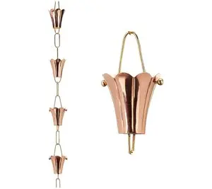 GOOD DIRECTIONS Pure Copper Fluted Flower 8.5' Rain Chain Go Od Directions - One-color
