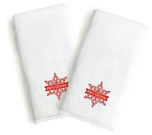 LINUM HOME TEXTILES Linum Home Embroidered Luxury Hand Towels Merry Christmas S/2 - One-color