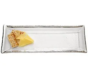 BADASH CRYSTAL Crystal Silver Edge Rectangular Serving Platter