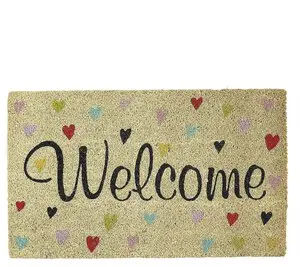 DESIGN IMPORTS Welcome Hearts Natural Coir Doormat With Nonsli P Back - One-color