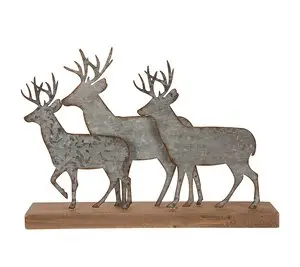GLITZHOME Galvanized Reindeer Christmas Holiday Table Decor - One-color