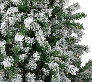 NORTHLIGHT 7.5' Flocked Fir Tree Ith Warm Clea R Lights