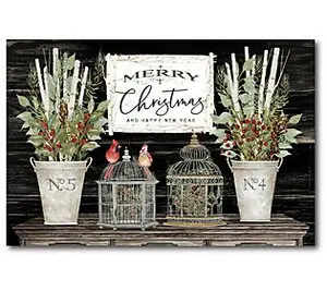 COURTSIDE MARKET Merry Christmas Cardinals 18x2 Canvas - One-color