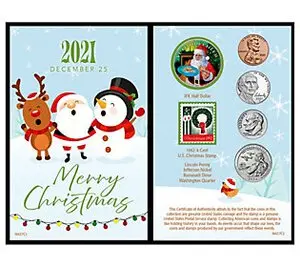 AMERICAN COIN TREASURES Santa Year To Remember 2021 Coin Christmas Card - One-color