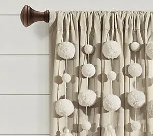 LUSH DECOR Boho Pom Pom Tassel Linen 52' X 84' Window Pane L Lush Deco